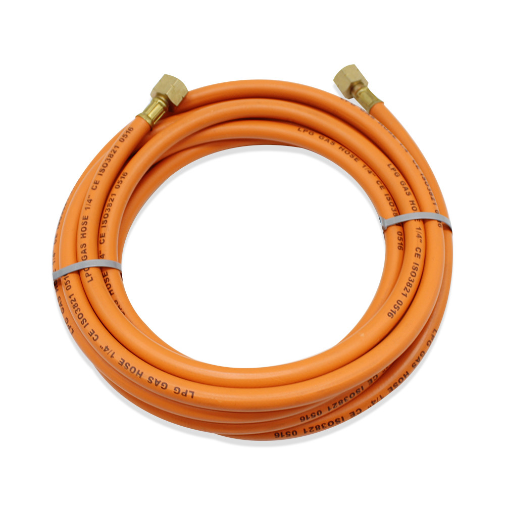 6mm Oil Resistance Braided -30℃~+80℃ Orange Rubber LPG Gas Hose Assembly